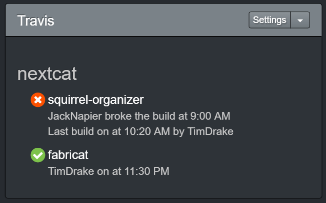 Travis CI Build Status Notifications - CatLight